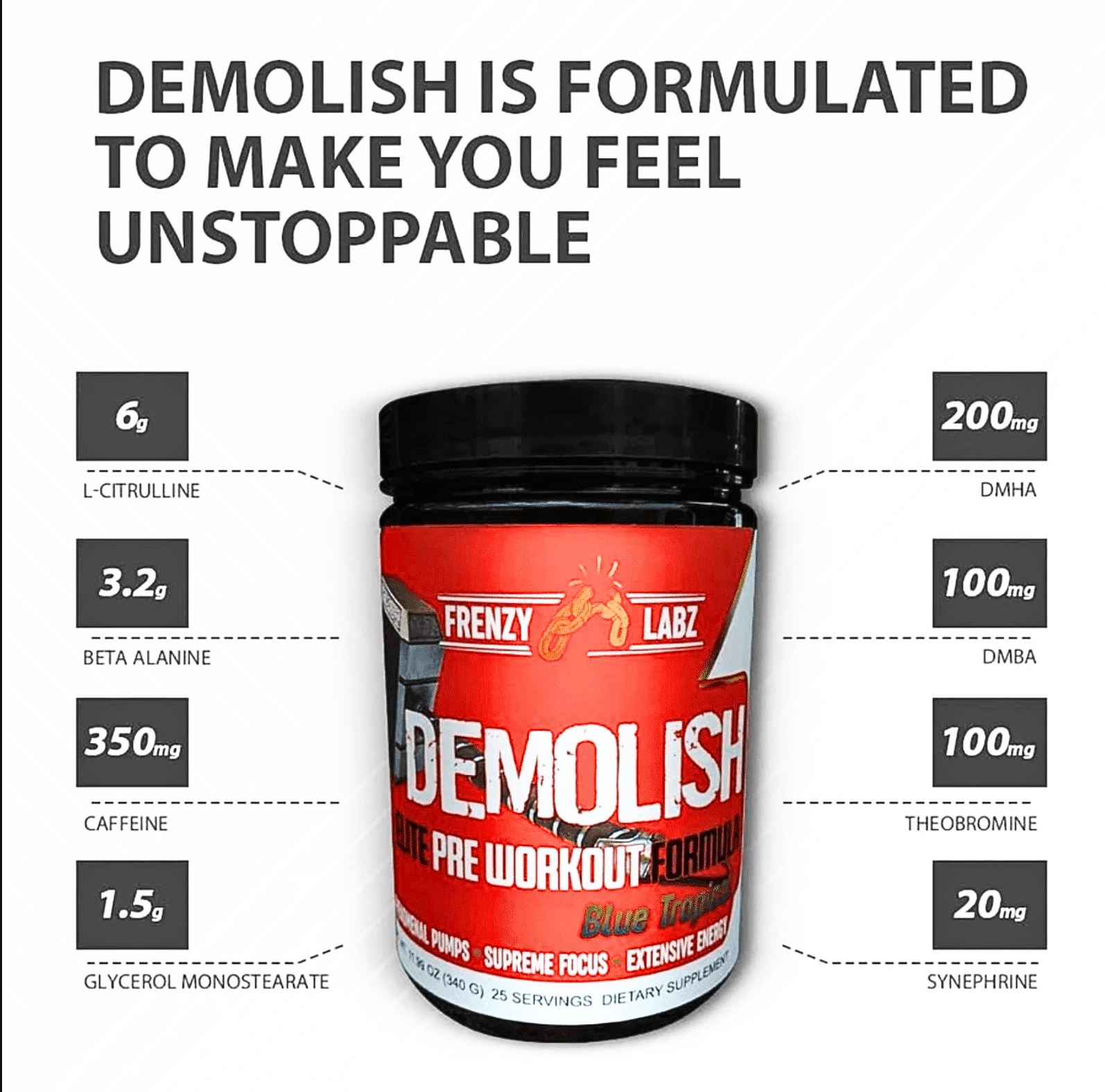 Demolish Pre workout | 2023 | Frenzy Labs — Supplement Shop